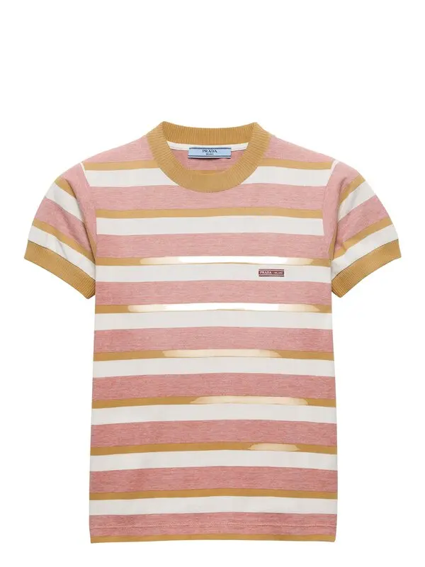Prada Cotton Bayadere Stripe T-shirt - Orange