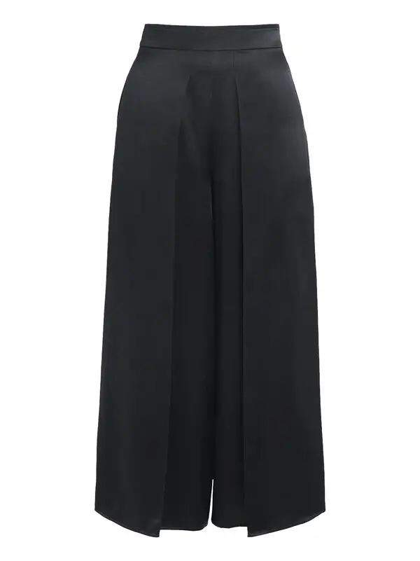 Eleventy Silk Pleated Cropped Trousers - Black