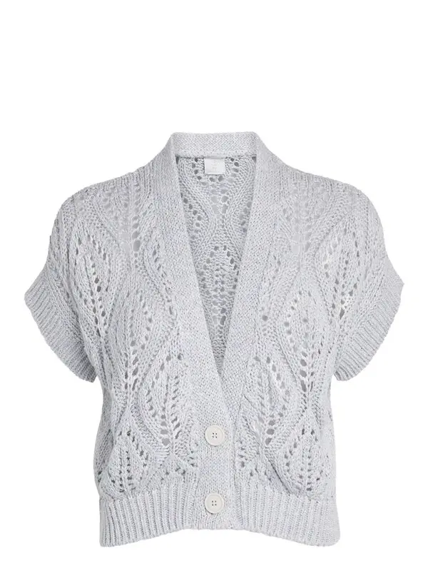 Eleventy Openwork Knit Cardigan - Blue