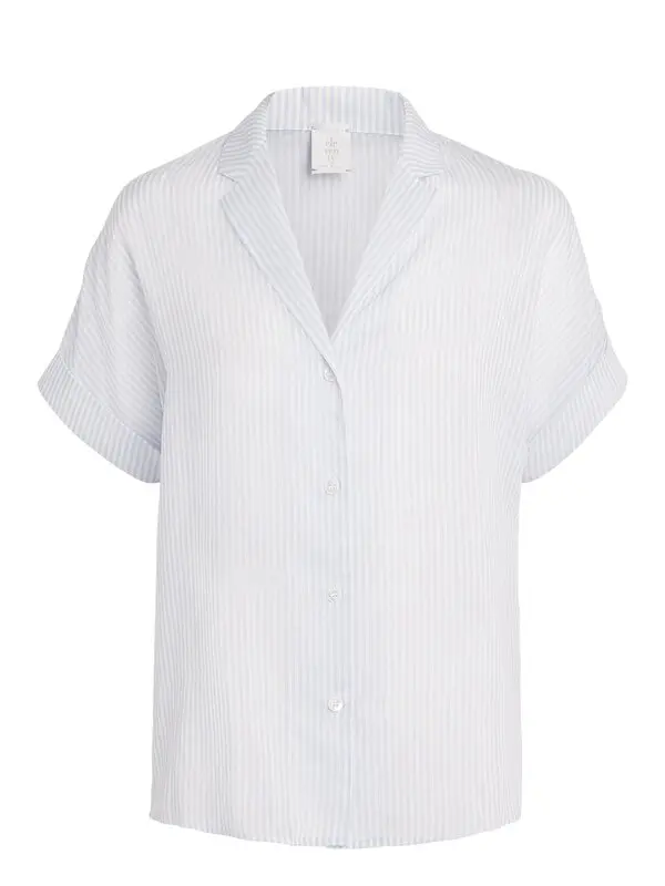 Eleventy Cotton-silk Striped Shirt - Blue