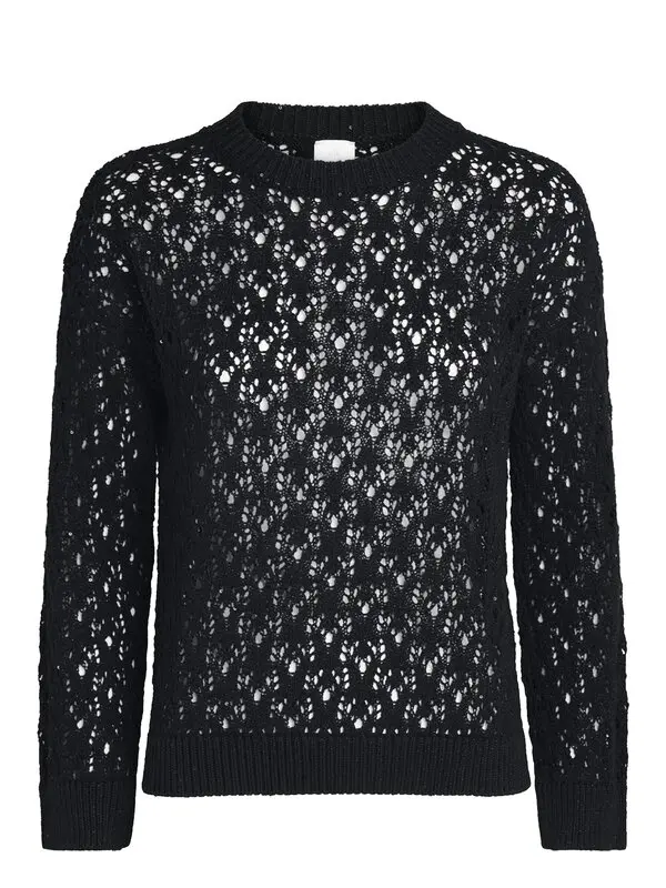 Eleventy Cotton-blend Open-work Knit Sweater - Black