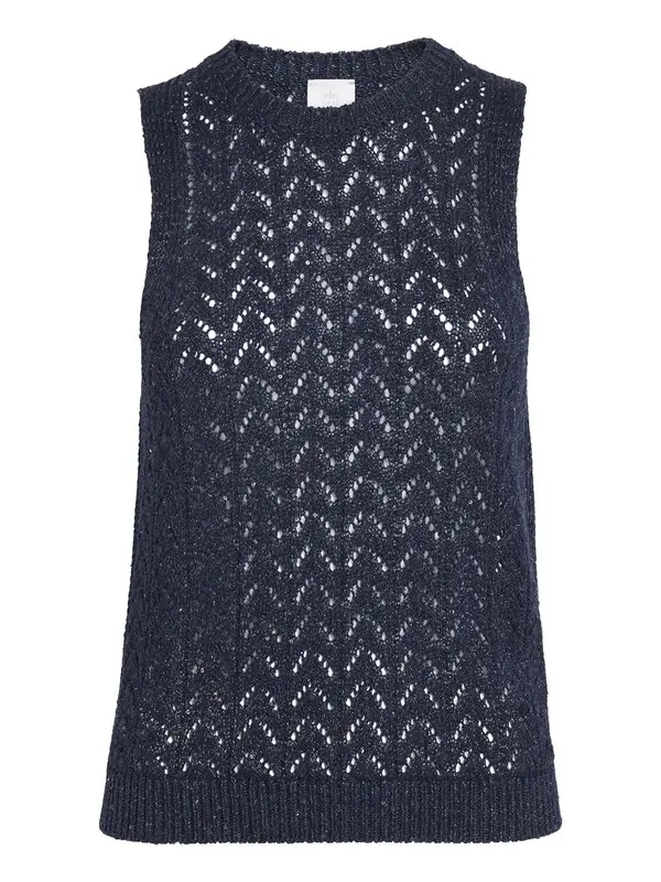 Eleventy Sleeveless Sequin Knit Sweater - Blue
