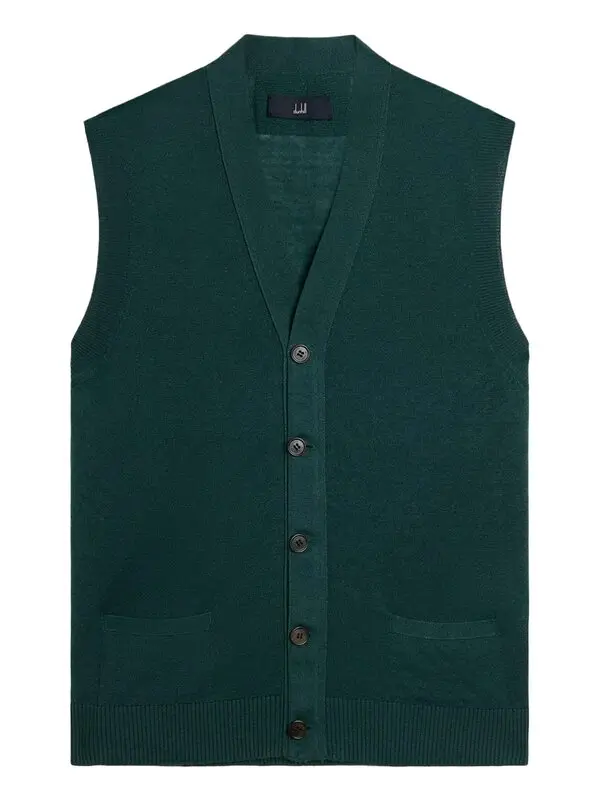 Dunhill Linen-cashmere V-neck Sweater Vest - Green
