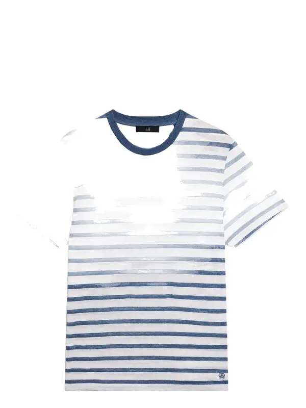 Dunhill Linen-cotton Stripe T-shirt - Blue