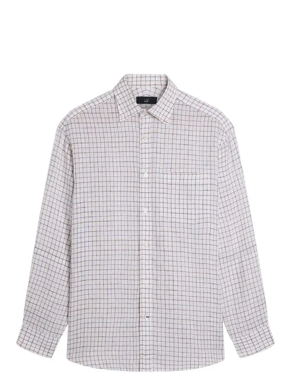 Dunhill Linen Tattersall Check Shirt - Brown