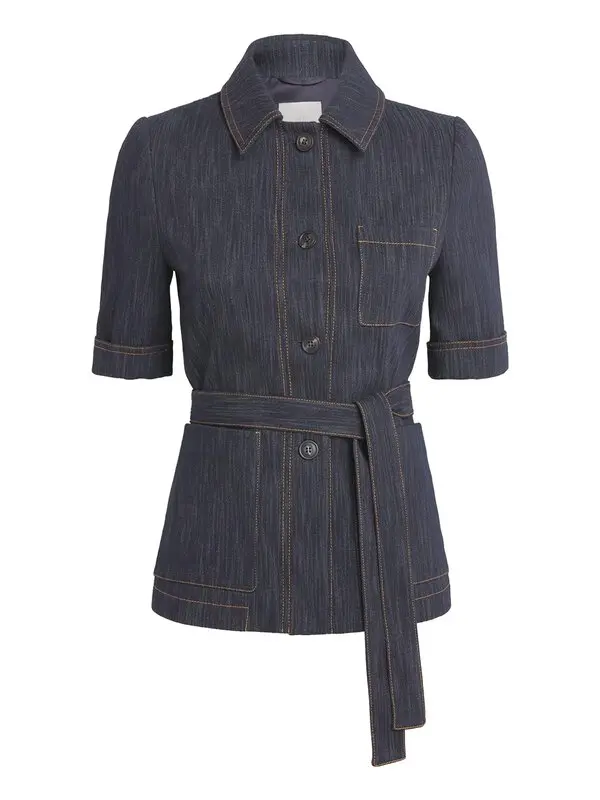 Eleventy Tie-waist Denim Blouse - Blue