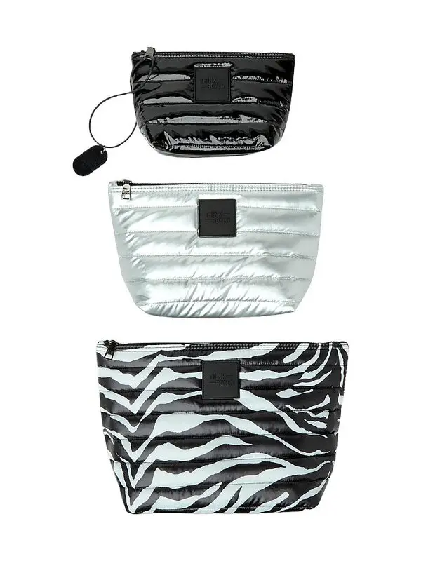 THINK ROYLN Travel Trio Nylon Pouch Kit - Black/silver
