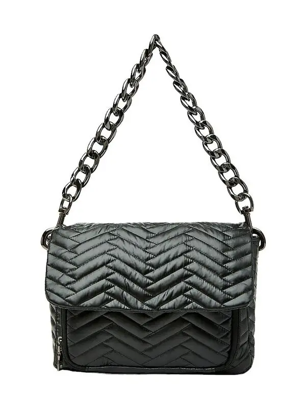 THINK ROYLN Muse Moto Medium Quilted Nylon Crossbody Bag - Black