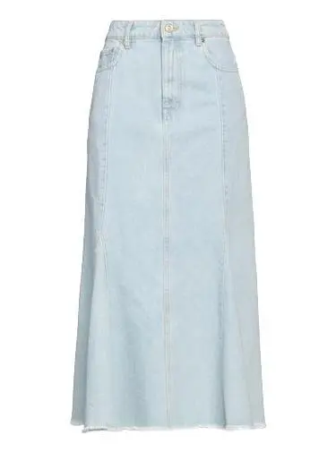 GANNI Organic Cotton Denim Flared Midi Skirt - Blue