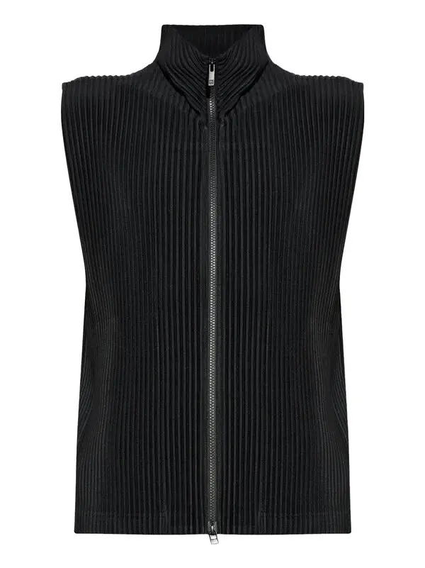 Issey Miyake Zip-up Pleated Vest - Black