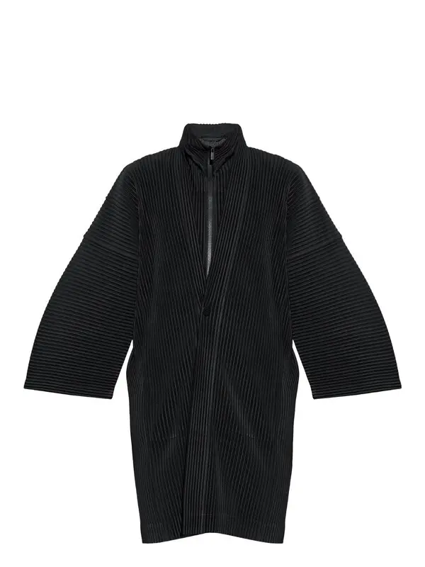 Issey Miyake Pleated Short Coat - Black