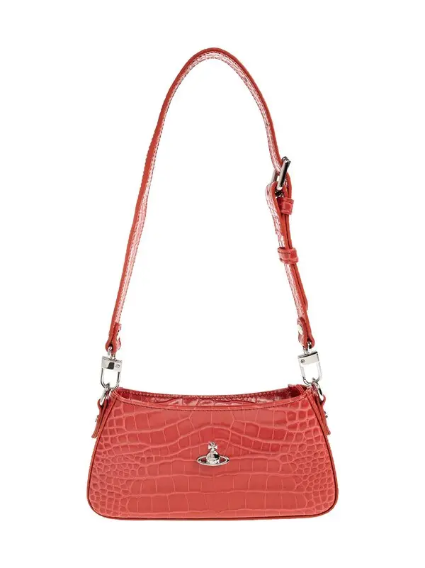 VIVIENNE WESTWOOD Tasha Crocodile-embossed Leather Shoulder Bag - Pink