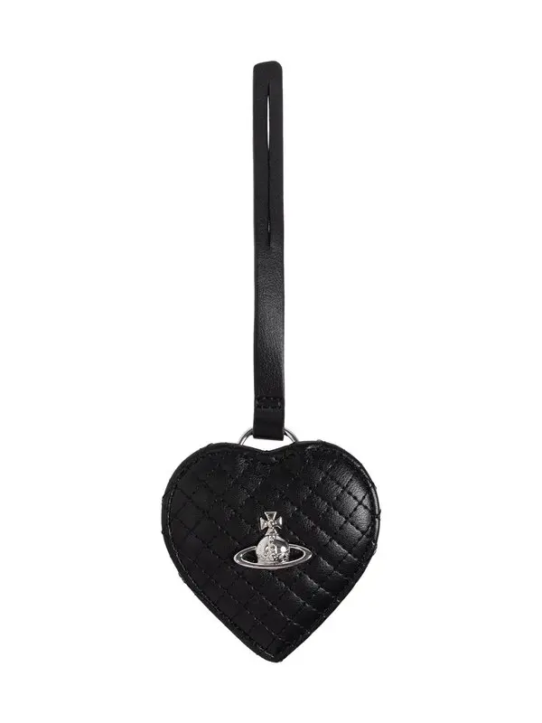 VIVIENNE WESTWOOD Heart Shaped Quilted Bag Charm With Mirror - Black