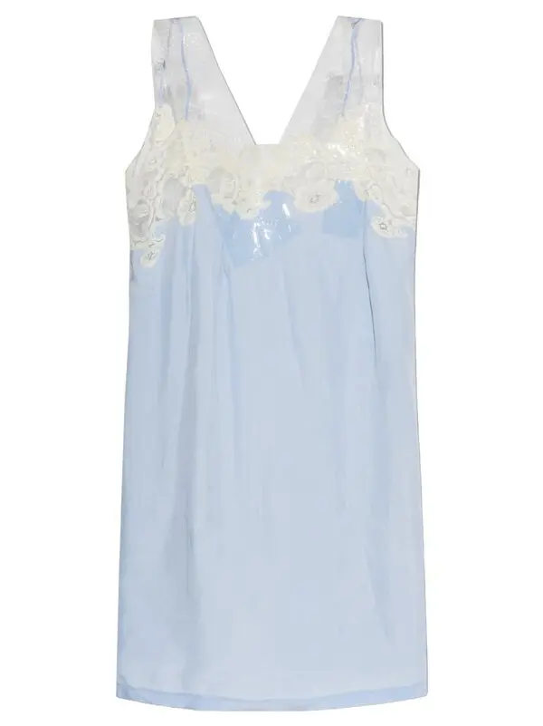 MAISON MARGIELA Lace Trim Mini Dress - Light Blue