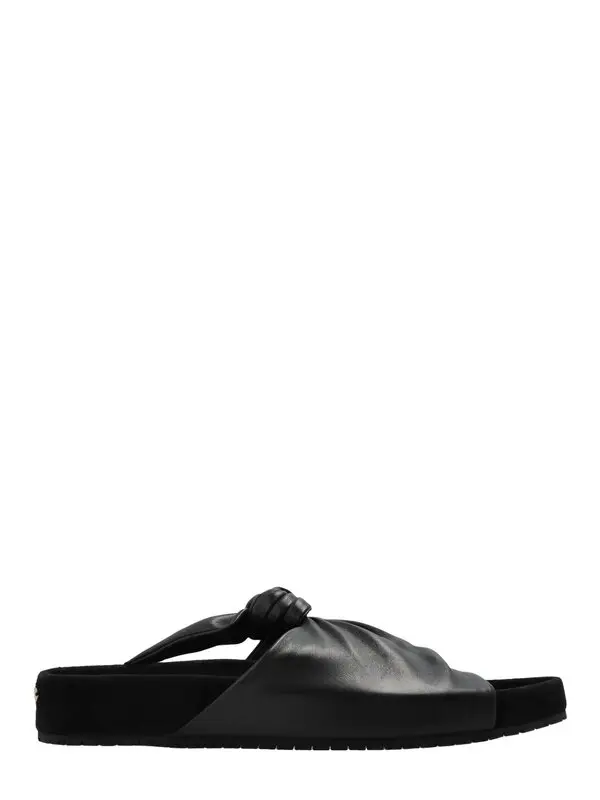 LANVIN Cocoon Leather Slides With Sculptural Knot Detailing - Black
