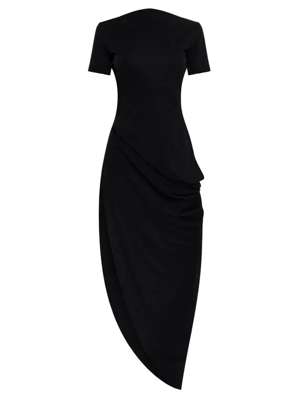 Jacquemus Sole" Asymmetrical Draped Dress - Black