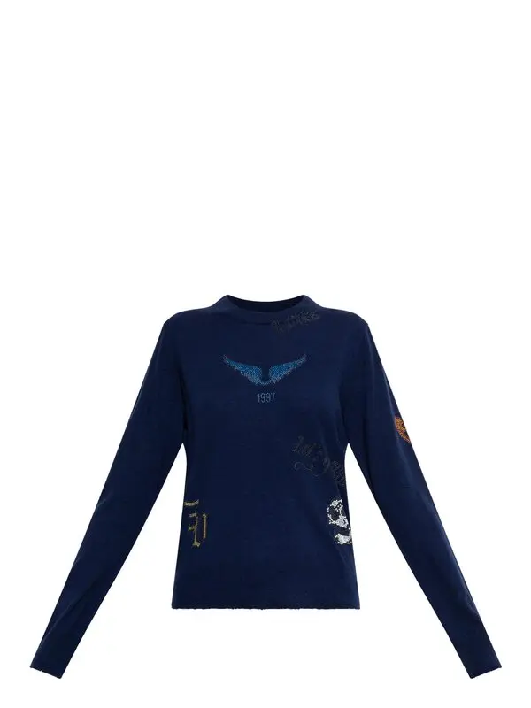 Zadig&Voltaire Miss" Cashmere Sweater With Embellishments - Navy Blue