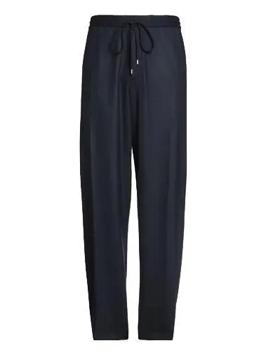 LANVIN Virgin Wool Flannel Tapered Leg Pants - Navy