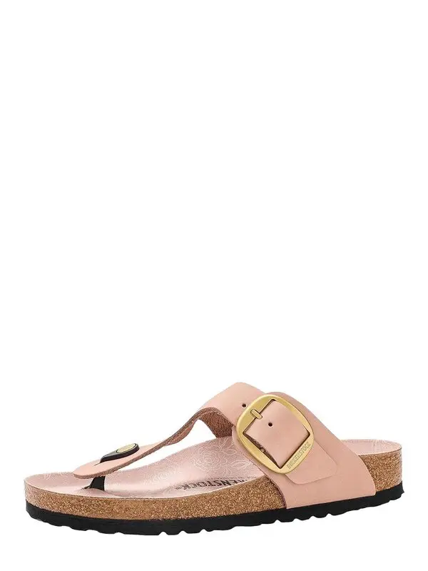 BIRKENSTOCK Gizeh Big Buckle Printed Footbed Nubuck Dress Sandals - Pink