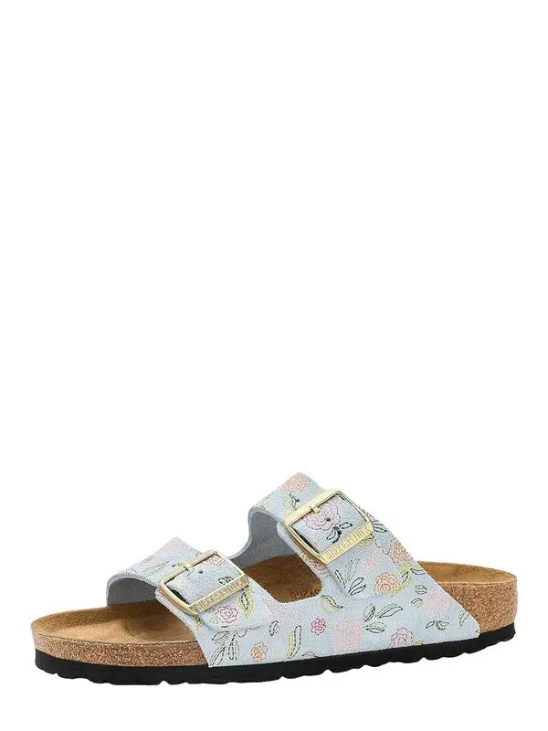 BIRKENSTOCK Arizona Suede Floral Print Sandals - Blue
