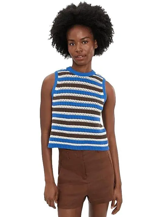 Madewell Loriana Texture Stripe Tank Vest - Brown