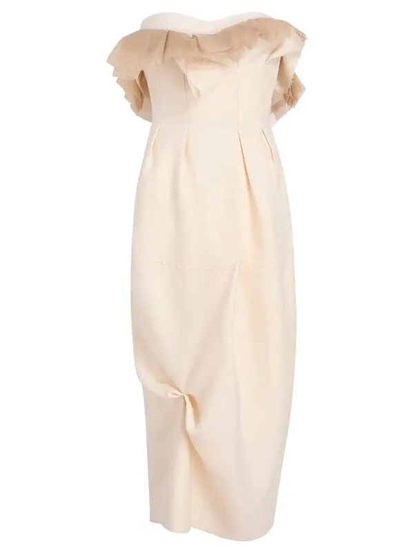 Khaite Salm Dress With Draped Panels And Raw Edges - Cream