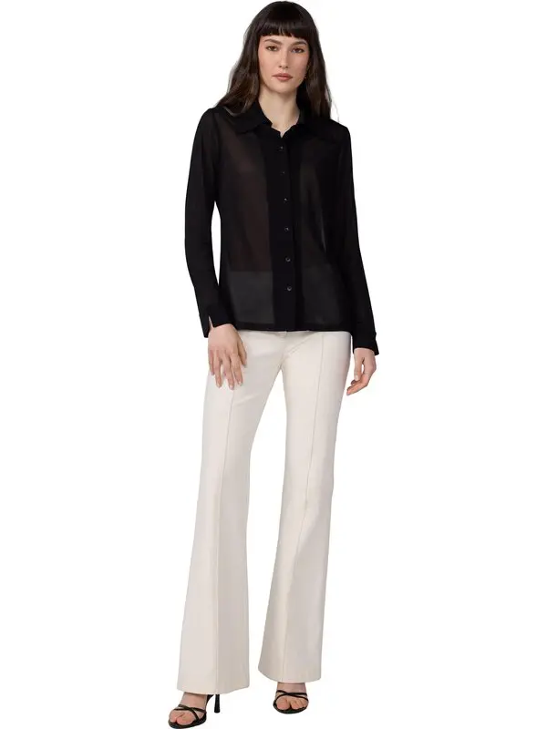 Diane Von Furstenberg Long Sleeve Sheer Shirt - Black