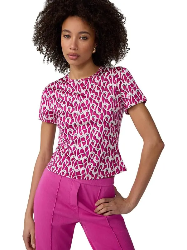 Diane Von Furstenberg Short Sleeve Top - Loops Gossip Pink