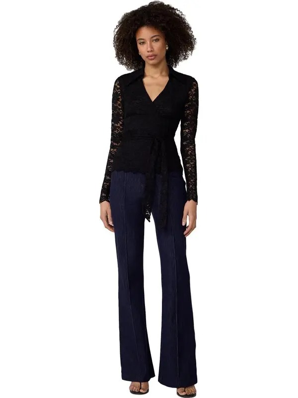 Diane Von Furstenberg Wrap Top - Black Lace