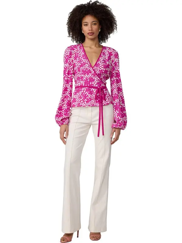 Diane Von Furstenberg Flora Wrap Top - Ditsy Dot Pink