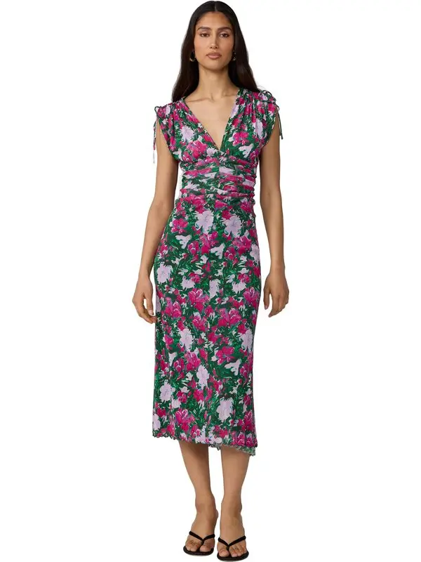 Diane Von Furstenberg Ella Reversible Midi Dress - Provence Gossip Pink And Loops Cool Blush