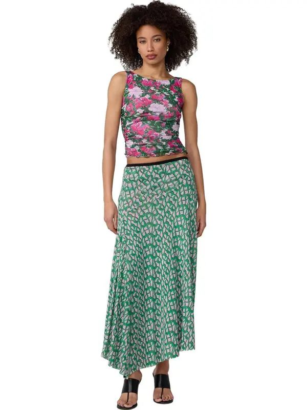 Diane Von Furstenberg Hedi Reversible Midi Skirt - Provence Gossip Pink And Loops Cool Blush