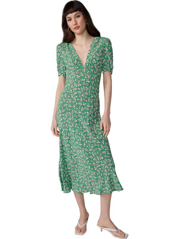 Diane Von Furstenberg Molly Midi Dress - Tiny Kalamata Indian Green