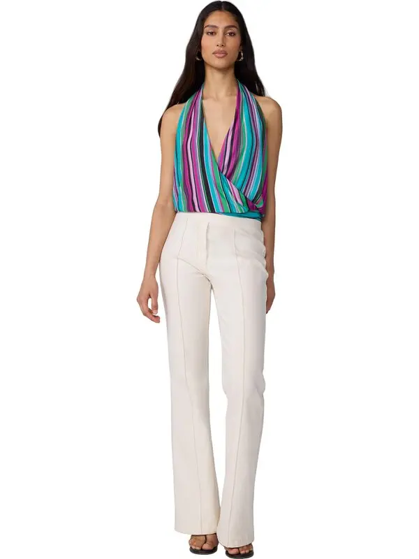 Diane Von Furstenberg Demi Halter Top - Tropez Stripe Gossip Pink