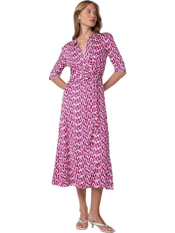 Diane Von Furstenberg Sana Printed Midi Dress - Loops Gossip Pink