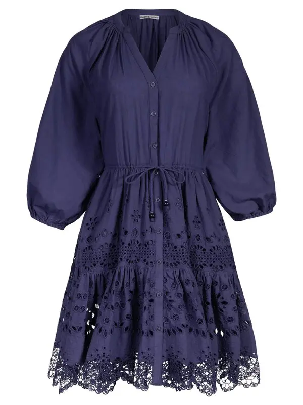 CHANGE OF SCENERY Sam Dress In Navy Calypso Eyelet - Blue