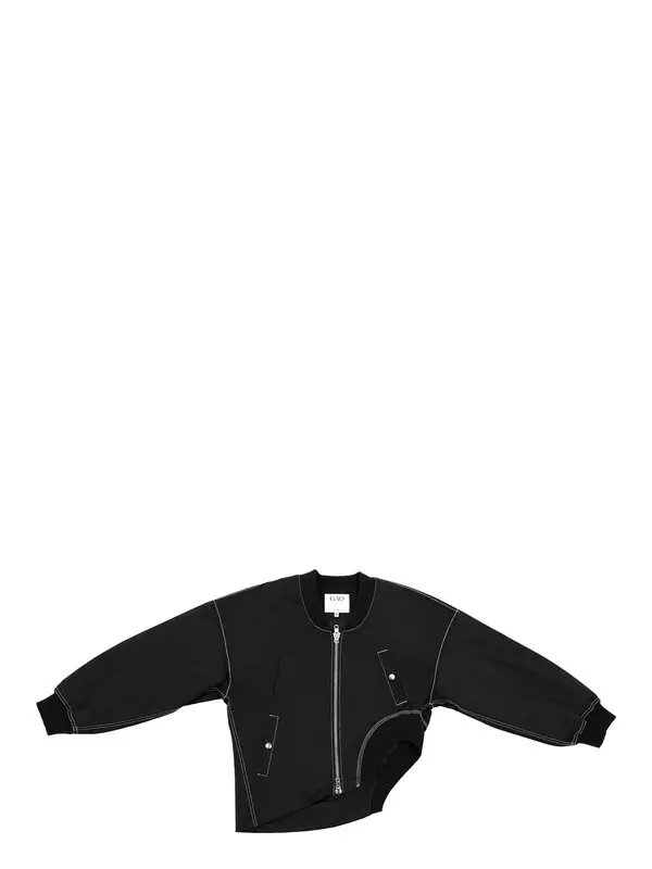 GAO REPUBLIC Asymmetrical Waterfall Bomber Jacket - Black