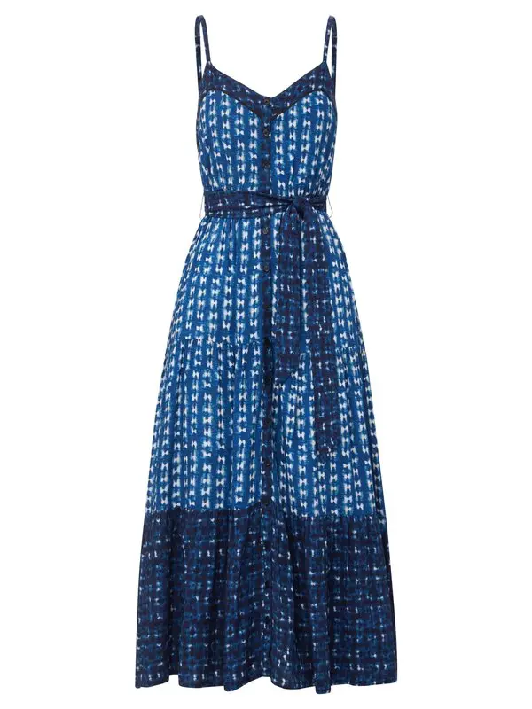 CHANGE OF SCENERY Addyson Printed Spaghetti Strap Dress - Blue/white