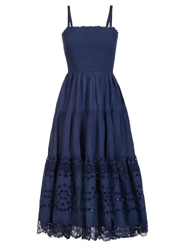 CHANGE OF SCENERY Kristen Dress In Navy Calypso Eyelet - Blue