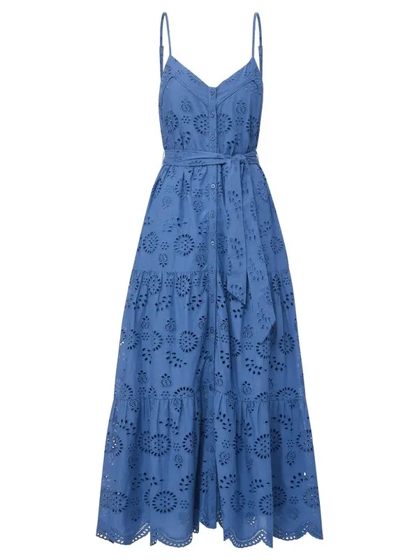 CHANGE OF SCENERY Addyson Dress In Steel San Andrés Eyelet - Blue