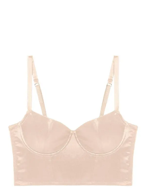 JOURNELLE Iris Underwire Crop Bustier Silk Satin - Pink