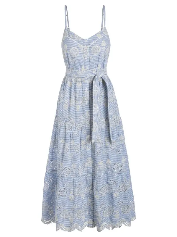 CHANGE OF SCENERY Addyson Eyelet Midi Dress - Blue/white