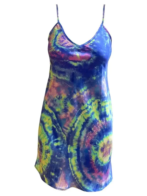 ROY G. Tie-dye Silk Mini Slip Dress - Blue/purple