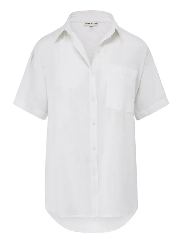 CHANGE OF SCENERY Michelle Cotton Crinkle Crepe Shirt - White