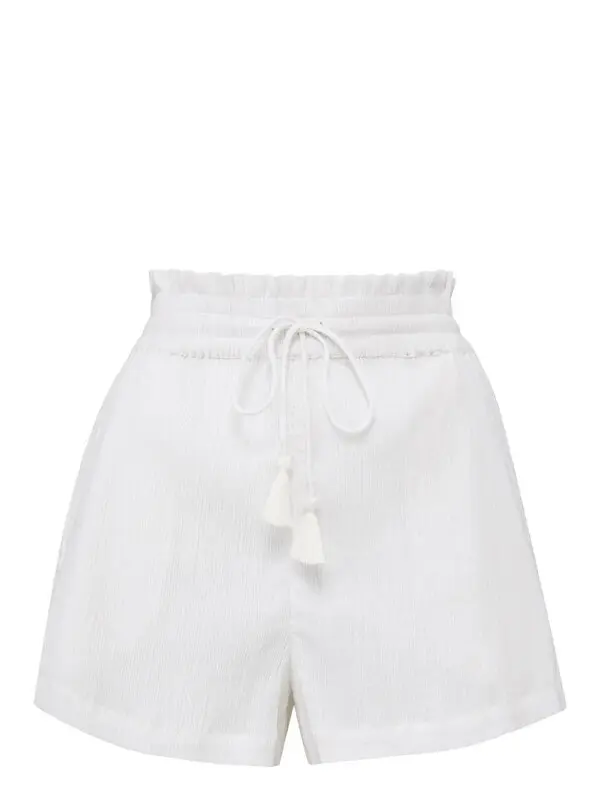 CHANGE OF SCENERY Vicki Crinkle Cotton Gauze Shorts - White