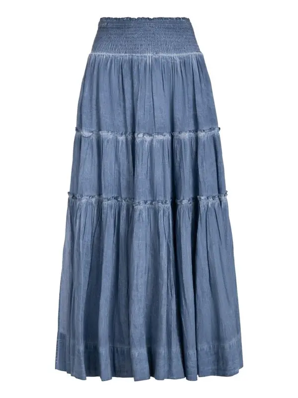 CHANGE OF SCENERY Charlie Tiered Maxi Skirt - Blue