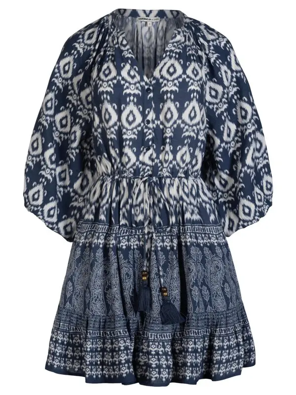CHANGE OF SCENERY Tivara Ikat Sam Dress - Blue/white