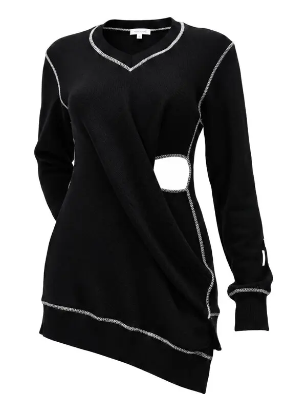 GAO REPUBLIC Asymmetrical Cut-out Sweatshirt Dress - Black
