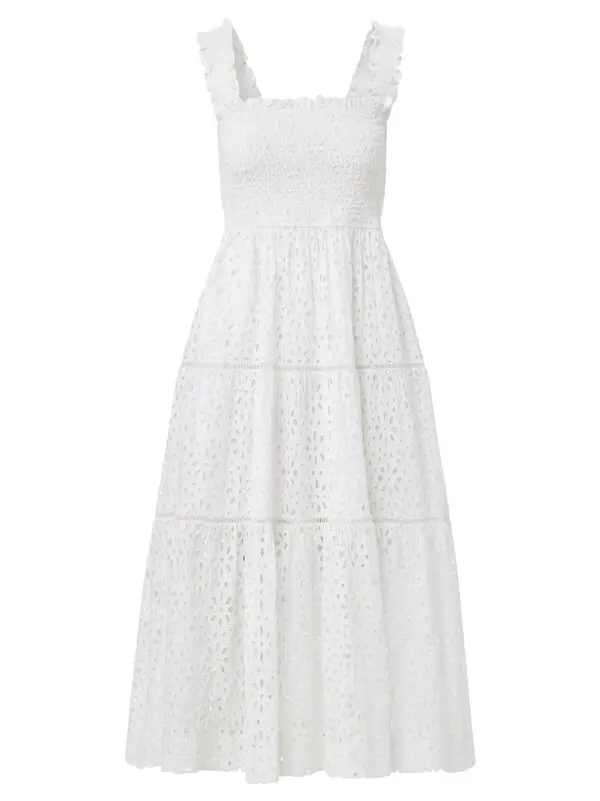 CHANGE OF SCENERY Kristen Cotton Lace Midi Dress - White