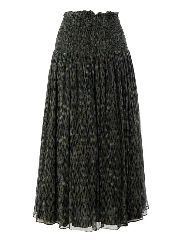 EXQUISE Vada Pleated Midi Skirt - Green